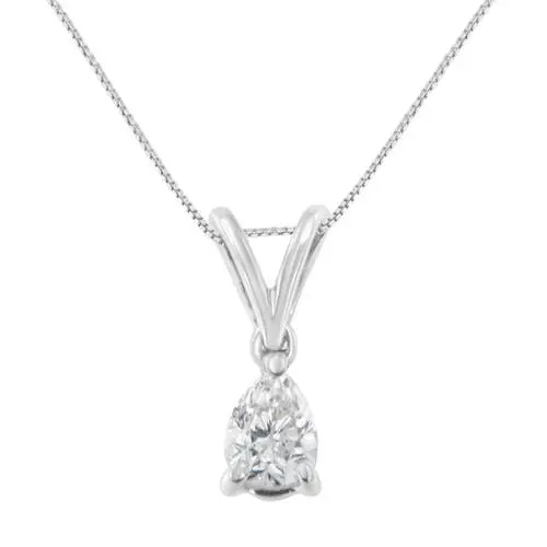 HAUS OF BRILLIANCE 10k Gold 1/5 Cttw Diamond Pear Pendant Necklace - White