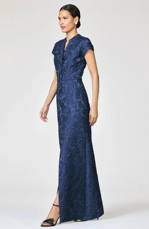Sachin & Babi Lynn Floral Cloqué Gown
