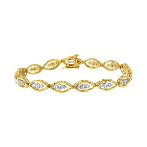 HAUS OF BRILLIANCE 10k Gold-plated Silver 1 Cttw Diamond Link Bracelet - Yellow