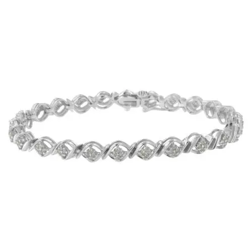 HAUS OF BRILLIANCE Silver Diamond Link Bracelet - White