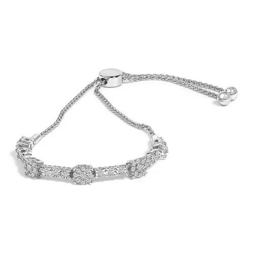 HAUS OF BRILLIANCE 925 Sterling Silver 0.50 Cttw Diamond Bolo Bracelet - White