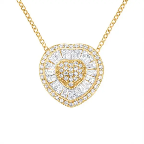 HAUS OF BRILLIANCE 10kt Gold Diamond Heart Pendant Necklace - Yellow