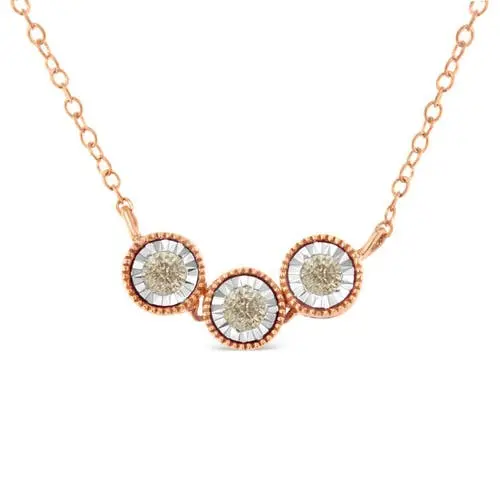 HAUS OF BRILLIANCE 10k Gold Plated Champagne Diamond Triple Circle Necklace - White