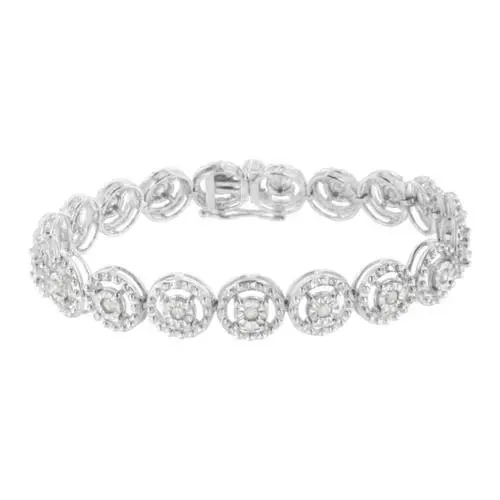 HAUS OF BRILLIANCE 1.0 Cttw Diamond Nested Circle Link Bracelet - White