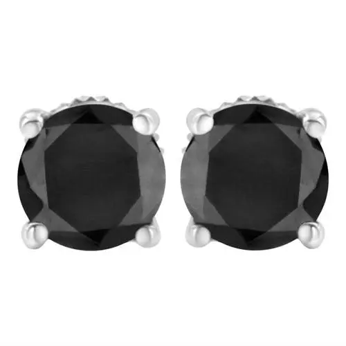 HAUS OF BRILLIANCE 14k Gold 3.00 Ct. T.w. Black Diamond Stud Earrings - White