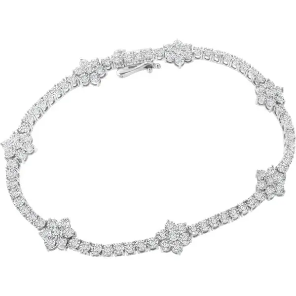 HAUS OF BRILLIANCE Sterling Silver 1.0 Cttw Diamond Floral Tennis Bracelet - White