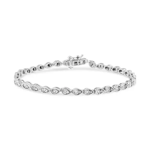 HAUS OF BRILLIANCE 925 Sterling Silver 1/10 Cttw Diamond Pear Link Bracelet - White