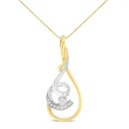 HAUS OF BRILLIANCE 10k Two-tone Diamond Spiral Pendant Necklace - Yellow