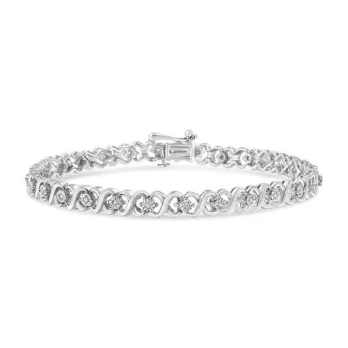 HAUS OF BRILLIANCE Silver 1/6 Cttw Diamond Infinity Link Tennis Bracelet - White