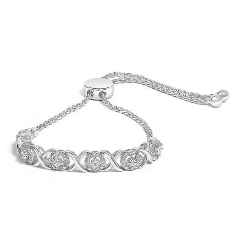 HAUS OF BRILLIANCE Diamond X And O Bolo Bracelet - White