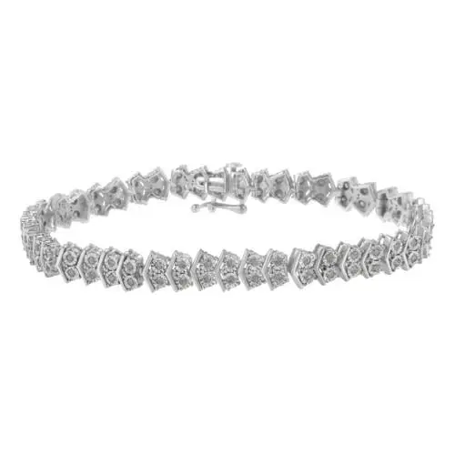 HAUS OF BRILLIANCE 1.0 Cttw Diamond And Sterling Silver "arrow" Tennis Bracelet - White
