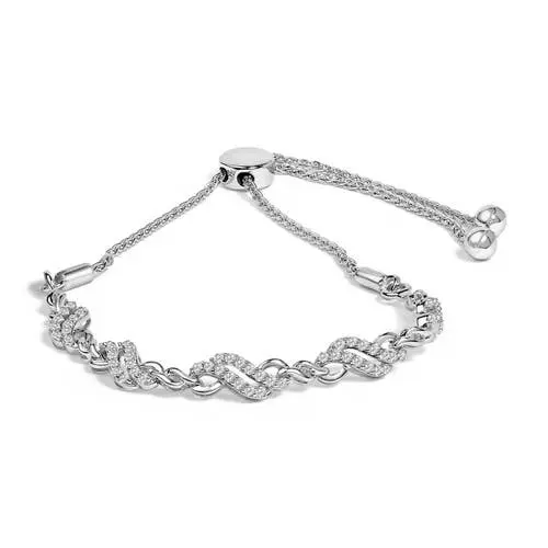 HAUS OF BRILLIANCE 1/2cttw Diamond Double Wave Bolo Bracelet In Sterling Silver - White