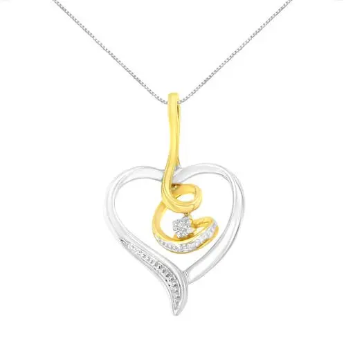 HAUS OF BRILLIANCE 10k Gold Diamond-accented Swirl Heart Pendant Necklace - Yellow
