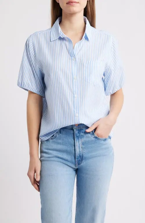 BEACHLUNCHLOUNGE Corey Stripe Short Sleeve Shirt - Blue Wave