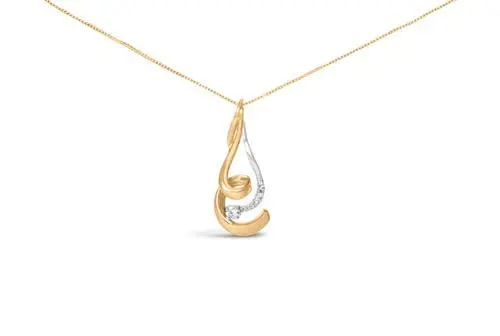 HAUS OF BRILLIANCE Espira 10k Gold Diamond Swirl Pendant Necklace - Yellow