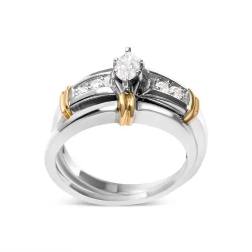 HAUS OF BRILLIANCE 14k Gold And Diamond Engagement Ring Set - Yellow