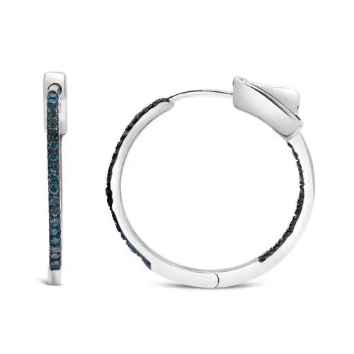 HAUS OF BRILLIANCE Silver 1/3cttw Diamond Hoop Earrings - White