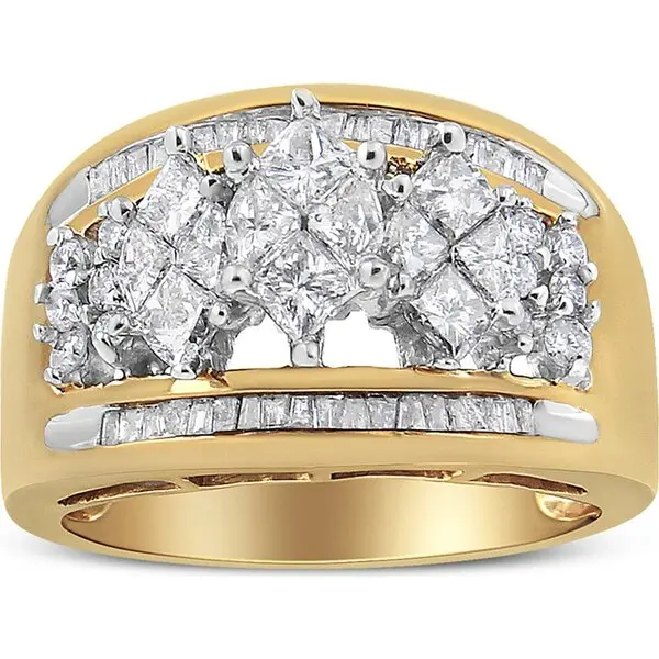 HAUS OF BRILLIANCE 10k Gold 1 1/2 Cttw Diamond Cocktail Ring - Yellow