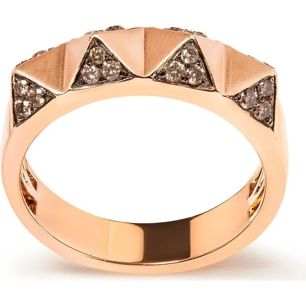HAUS OF BRILLIANCE 14k Rose Gold 1/4 Cttw Brown Diamond Pyramid Band Ring - Pink