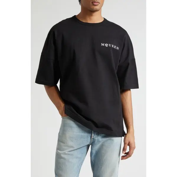 Alexander McQueen Oversize Logo Graphic T-shirt - Black/white