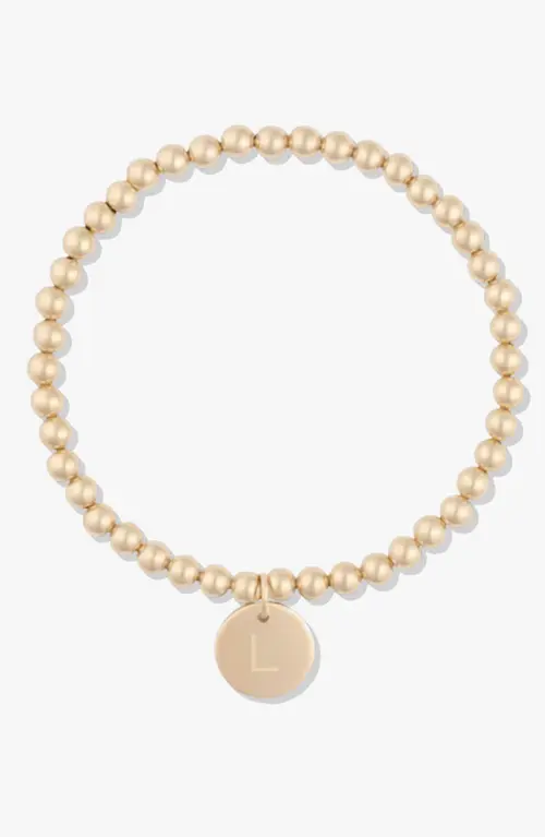 CUFFED BY NANO Classic Initial Coin 14k Gold Filled Bead Bracelet - Gold L