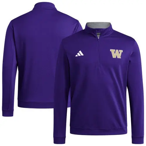 Adidas Washington Huskies Elevated Tri-blend Quarter-zip Pullover - Purple