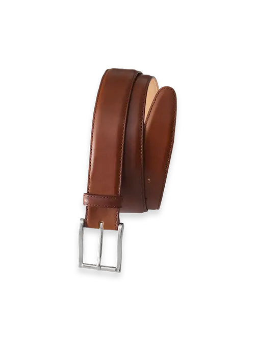 PAUL FREDRICK Leather Belt With Changeable Buckle - Chestnut