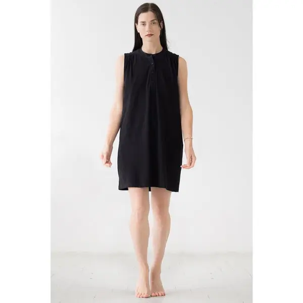 SALUA Aisha Cotton Mini Lounge Dress - Black