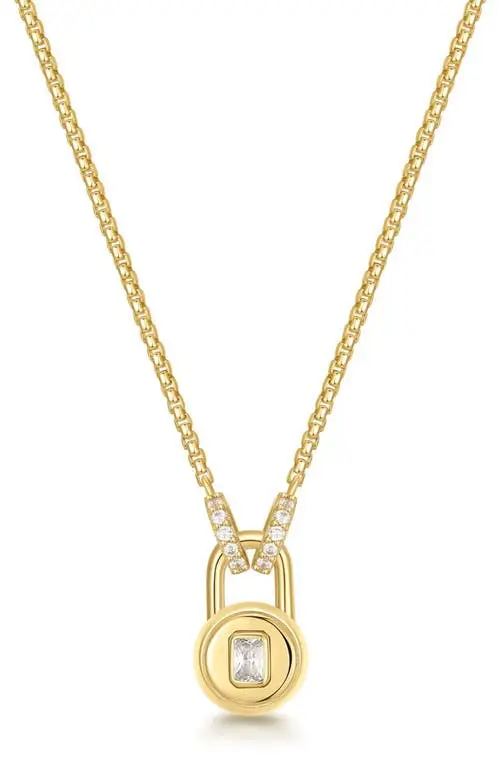 ANIA HAIE Cubic Zirconia Lock Pendant Necklace - Shiny Gold