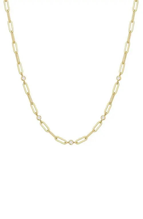 ANIA HAIE Bezel Cubic Zirconia Station Chain Necklace - Shiny Gold