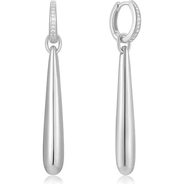 ANIA HAIE Elongated Droplet Earrings - Silver