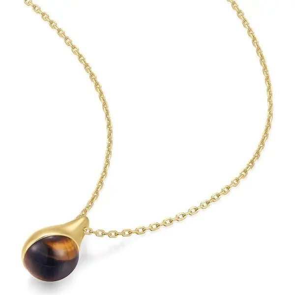 ANIA HAIE Tiger's Eye Droplet Pendant Necklace - Shiny Gold