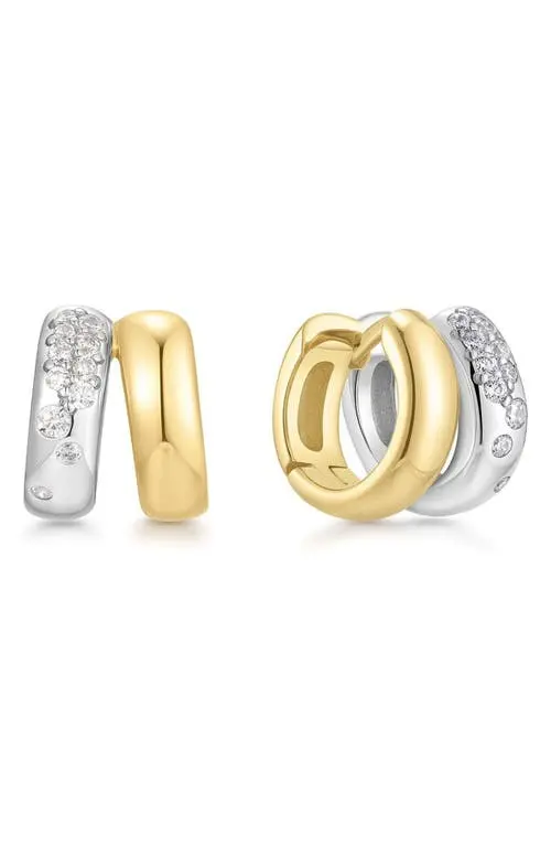 ANIA HAIE Duet Two-tone Huggie Hoop Earrings - Mixed Shiny Gold Silver