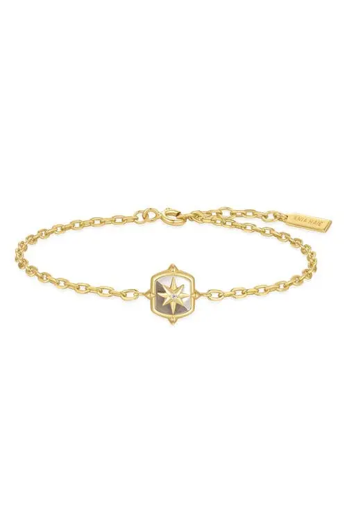 ANIA HAIE Colorblock Mother Of Pearl Charm Bracelet - Shiny Gold