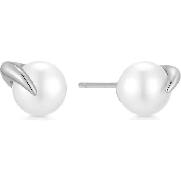 ANIA HAIE Claw Pearl Stud Earrings - Silver