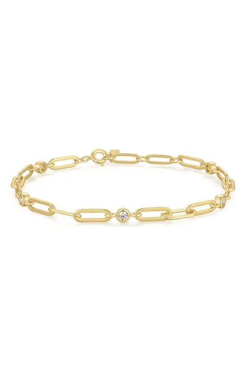 ANIA HAIE Bezel Cubic Zirconia Station Chain Bracelet - Shiny Gold