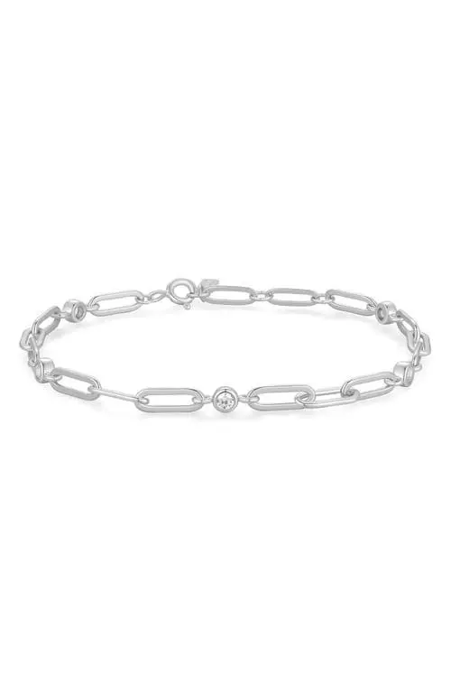 ANIA HAIE Bezel Cubic Zirconia Station Chain Bracelet - Silver