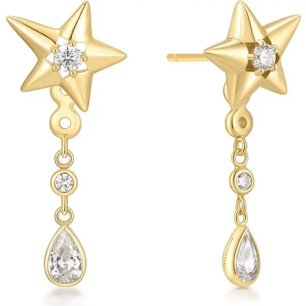 ANIA HAIE Sparkling Star Jacket Drop Earrings - Shiny Gold