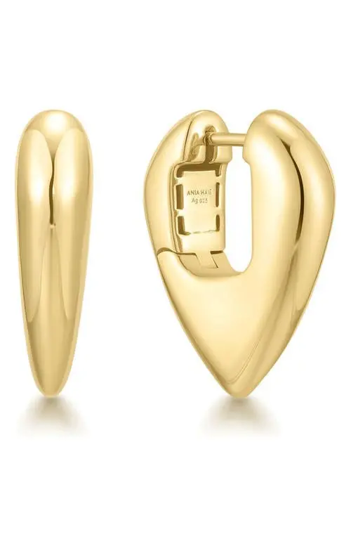 ANIA HAIE Puffy Shield Hoop Earrings - Shiny Gold