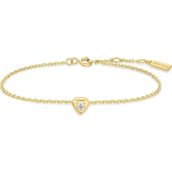 ANIA HAIE Tiny Shield Charm Chain Bracelet - Shiny Gold