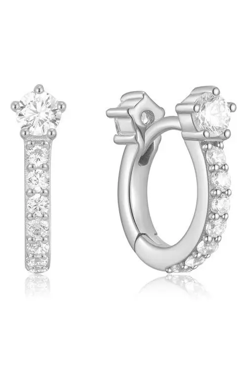 ANIA HAIE Cubic Zirconia Pavé Huggie Hoop Earrings - Silver