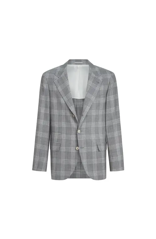 Brunello Cucinelli Tartan Deconstructed Blazer - Light Grey