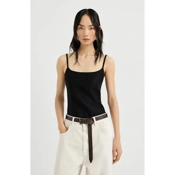 Brunello Cucinelli Fluid Twill Top With Monili