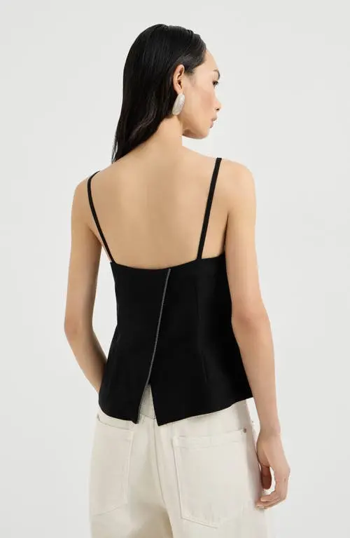 Brunello Cucinelli Fluid Twill Top With Monili