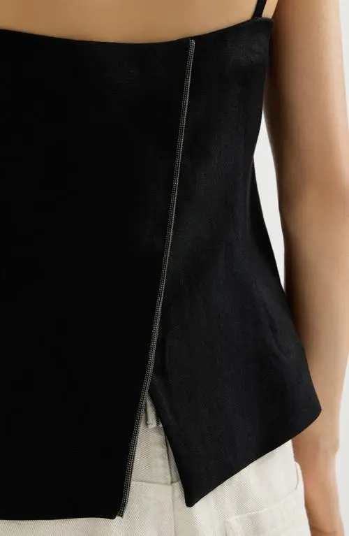 Brunello Cucinelli Fluid Twill Top With Monili