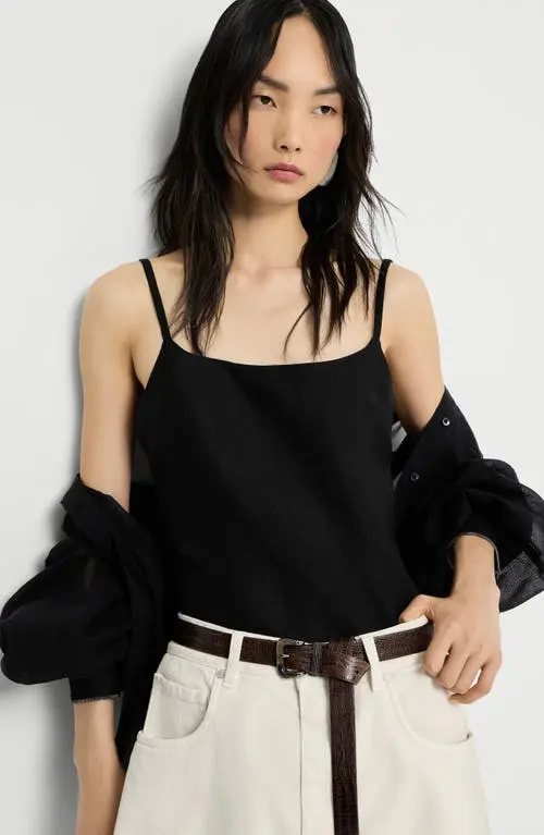 Brunello Cucinelli Fluid Twill Top With Monili