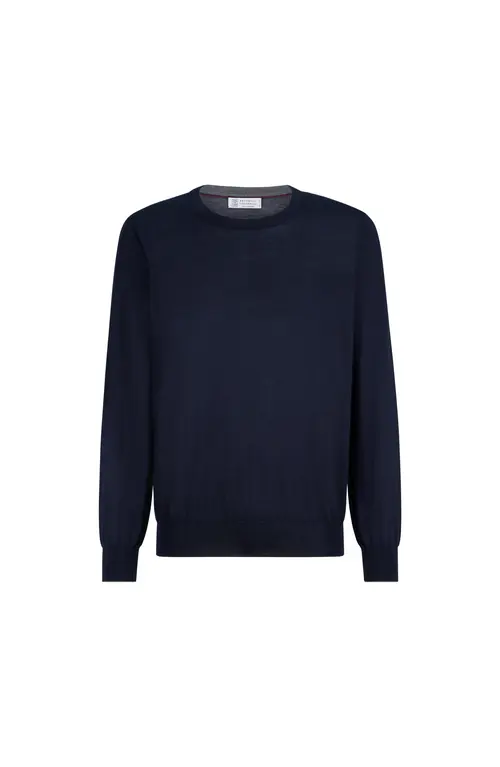 Brunello Cucinelli Cashmere And Silk Lightweight Sweater - Navy Blue