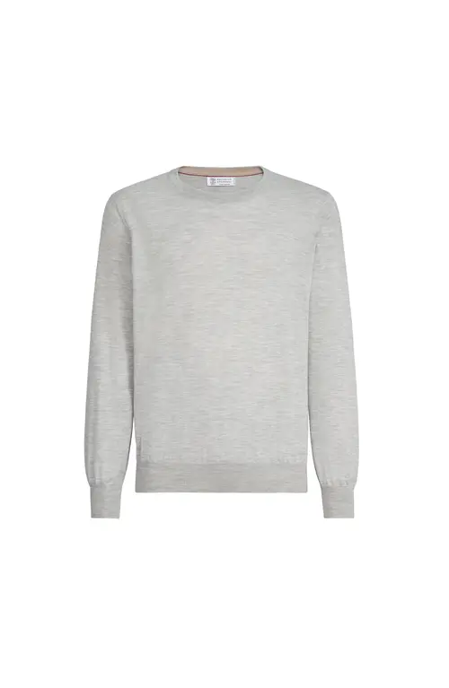 Brunello Cucinelli Cashmere And Silk Lightweight Sweater - Pebble
