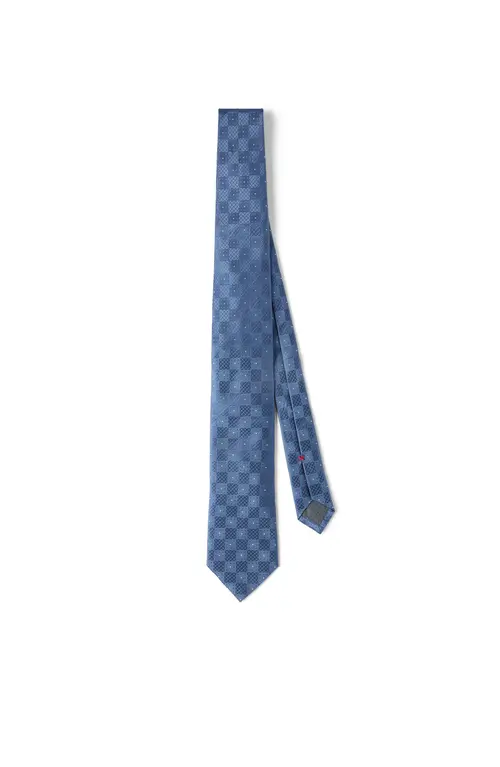 Brunello Cucinelli Silk Tie With Textured Pattern - Denim