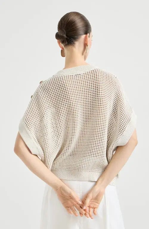 Brunello Cucinelli Cotton Net Knit Sweater - Oat
